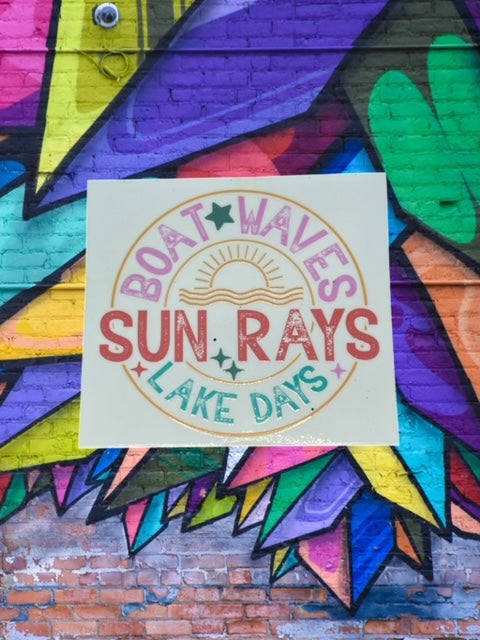 364. Boat Waves Sun Rays Lake Days Decal – Custom By Estee