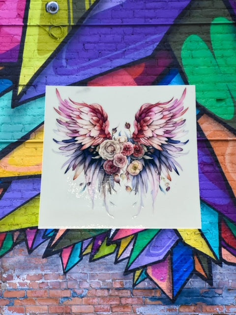 107. Floral Angel Wings Decal – Custom By Estee